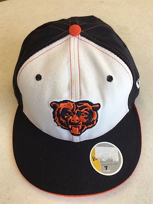 RETRO NFL NEW ERA 5950 CHICAGO BEARS WHITE FRONT FLAT BRIM FITTED HAT ...