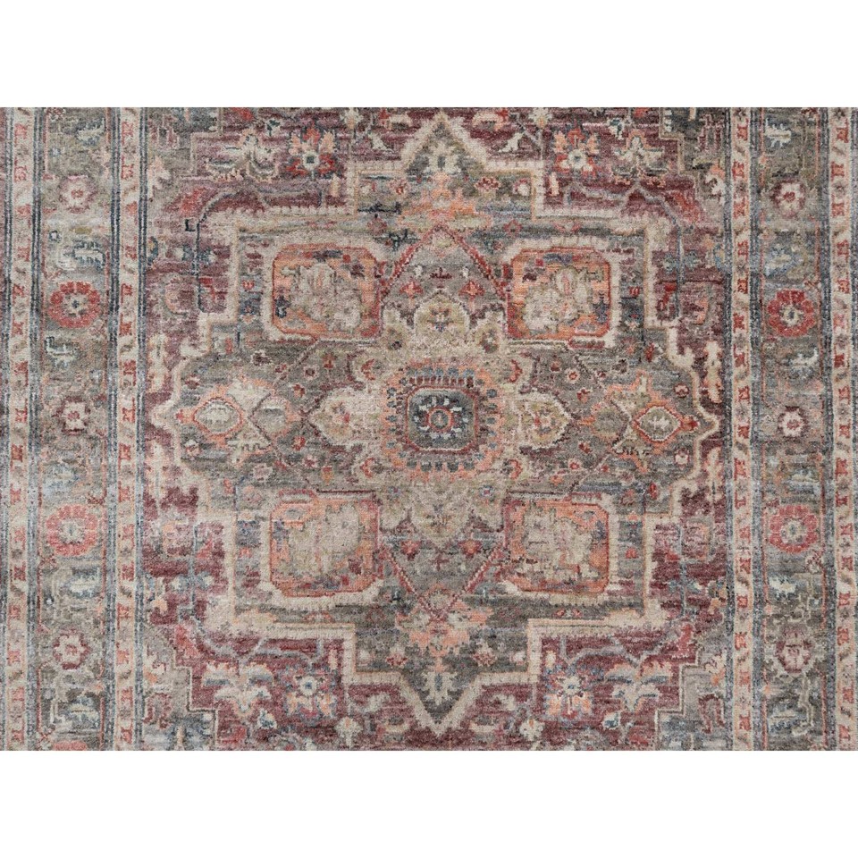 5'10" x 9' Tuscan Red Hand Knotted Wool Heris Revival Oriental Rug ...