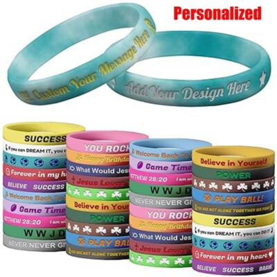 2PCS Custom Engraved Silicone Wristbands - Personalized Rubber ...