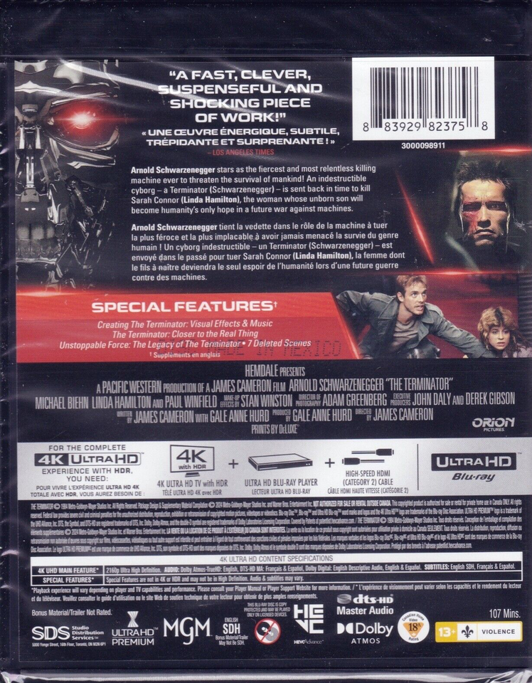THE TERMINATOR 4K ULTRA HD SET with Arnold Schwarzenegger & Linda ...