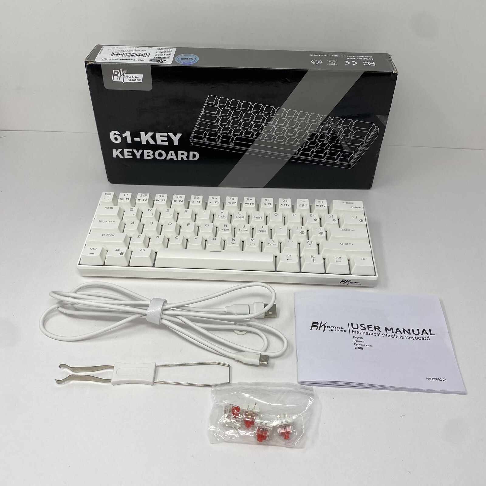 RK ROYAL KLUDGE RK61 Tri-Modes, Ice Blue Backlit Hot Swappable Red Switch