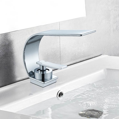 Chrome Bathroom Faucet Waterfall Sink Single Hole 1 Handle Vanity Mixer ...