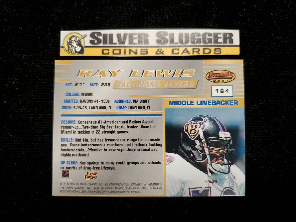 1996 Ray Lewis Bowman's Best Rookie Card! Baltimore Ravens! | eBay