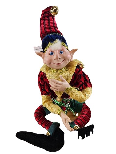 Robert Stanley Elf Jester Poseable 23” Tall Christmas Green Gold Red ...