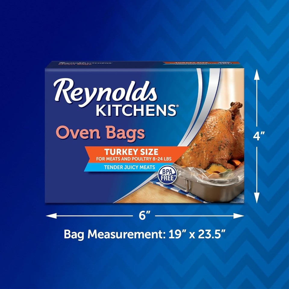 Reynolds Kitchens Turkey Size Oven Bags, Holds Up to 24 Pounds, 2 Count ...