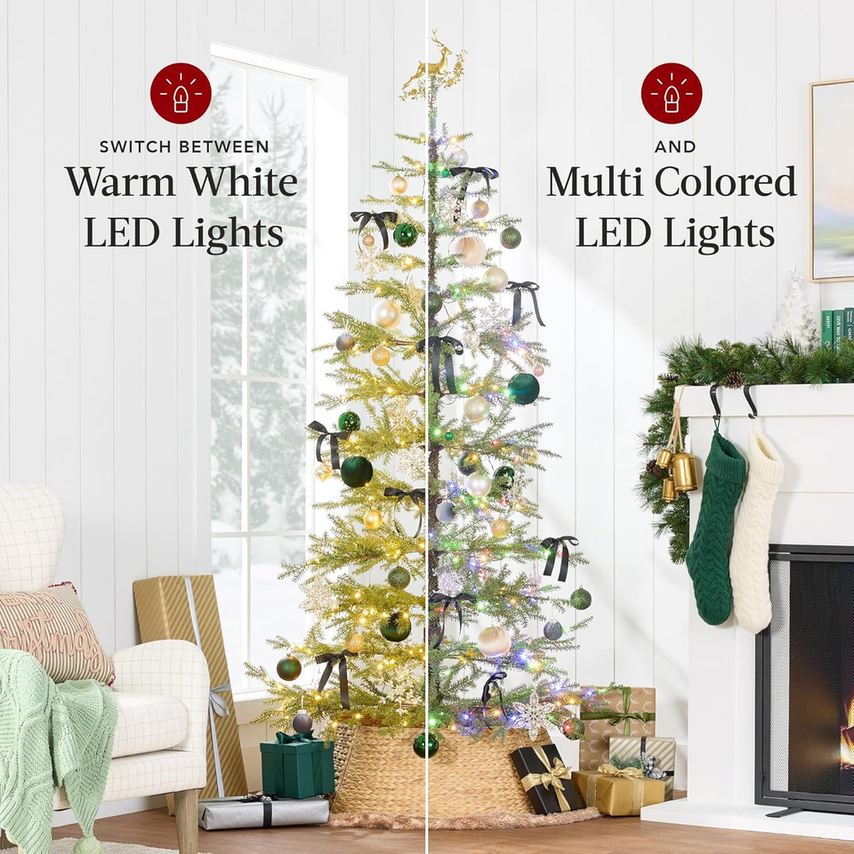 Pre-Lit Sparse Christmas Tree 4.5Ft Artificial Pine Holiday Décor Aspen ...