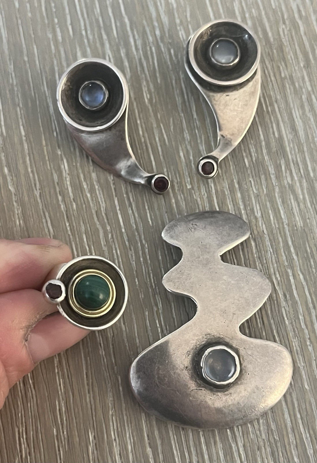 Vintage Sam Kramer Signed Sterling Lot Moonstone Broo… - Gem