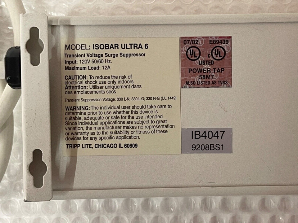 Tripp Lite, Isobar Ultra 6 Outlet 120V Diagnostic Surge Protector 6ft. | eBay