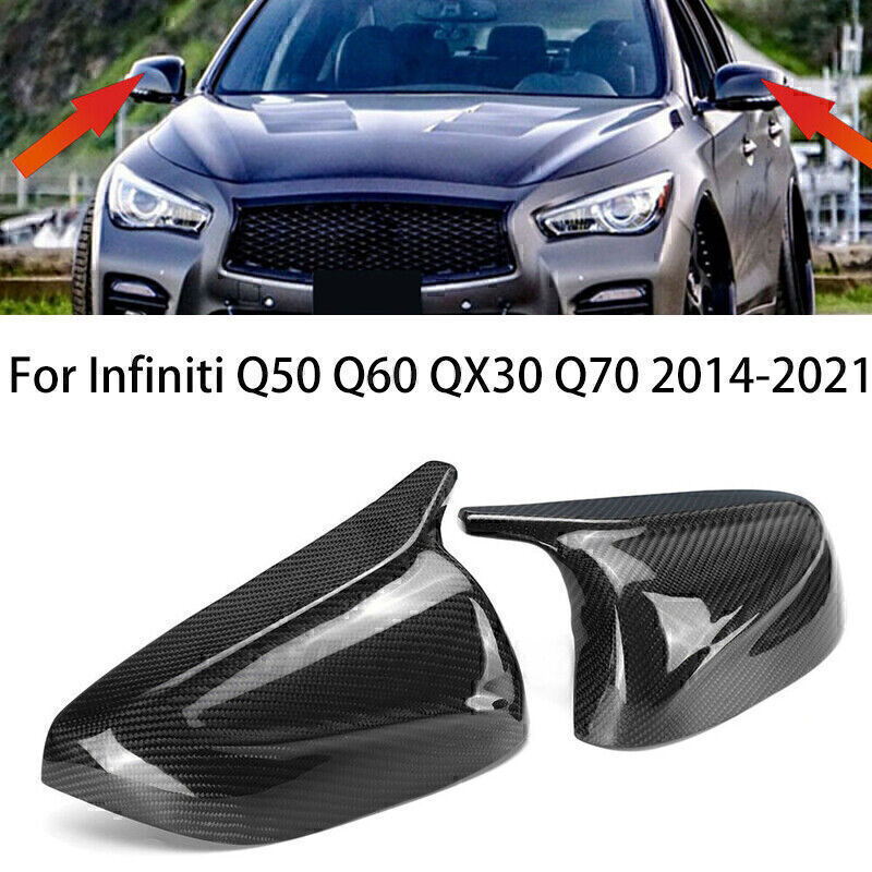 For 14-2022 Infiniti Q50 Q60 Carbon Fiber Rear View Side Mirror Cover ...