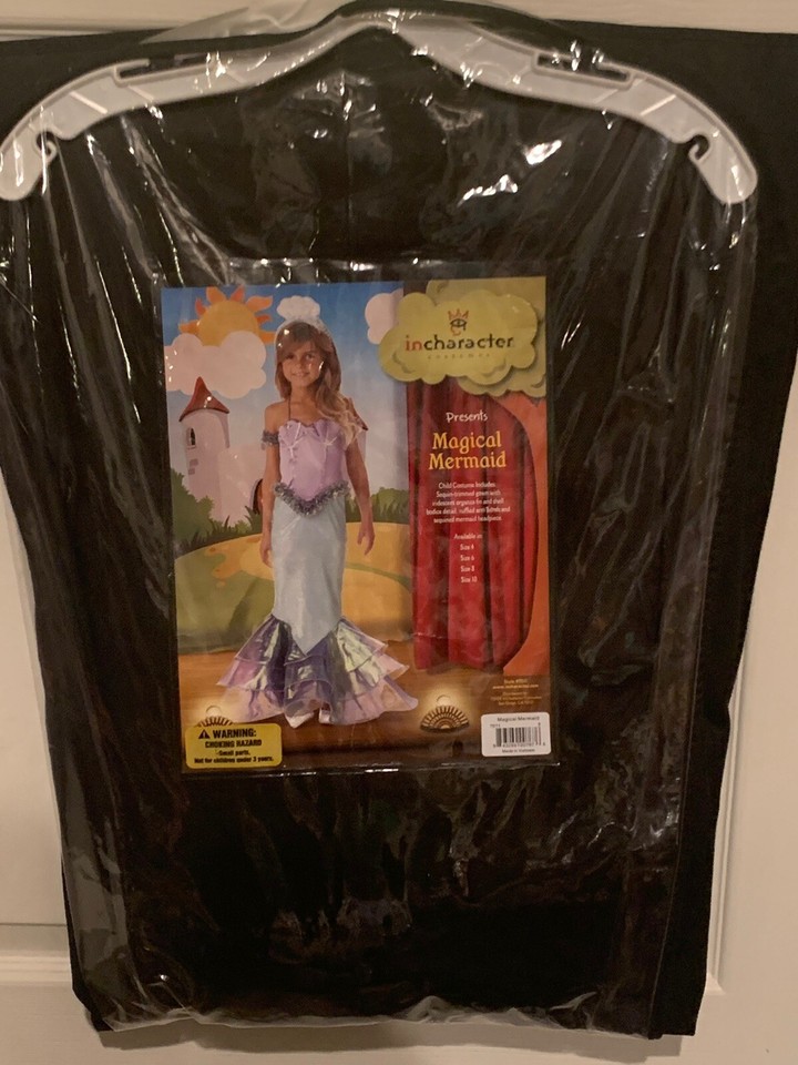 NWOT Magical Mermaid Costume Child Size 8 Dress Tiara Arm Bands Sequins ...