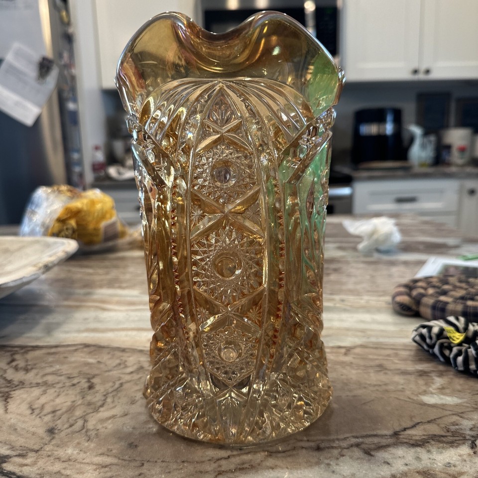 Vintage Imperial Carnival Glass Pitcher Daisy Mayflower Pattern ...