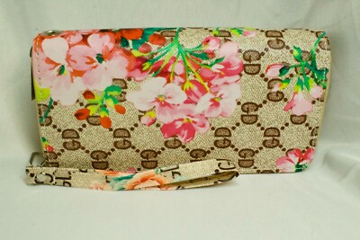 Ladies Wallet 2 zip closure divided sides, GD pattern w/ Floral overlay ...