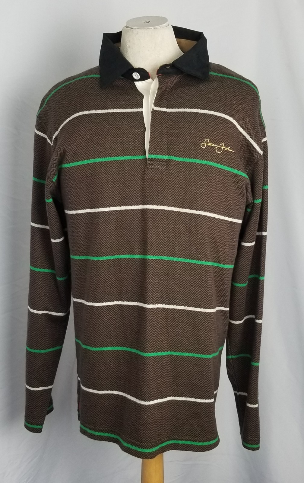 Sean John Mens Brown Shirt Puff Daddy P Diddy Size L Long Sleeve LION ...