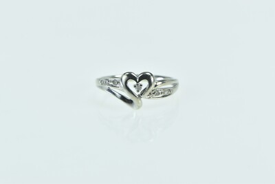 10K Diamond Heart Love Symbol Promise Ring White Gold *14 | eBay