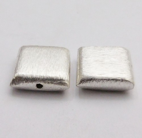 10 PCS 12X6MM SQUARE SPACER BRUSHED BEAD STERLING SILVER PLATED 157 UFL ...