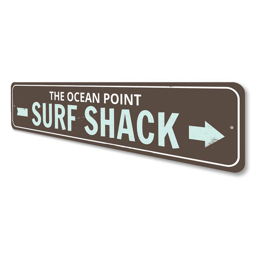Surf Shack Arrow Sign, Personalized Ocean Location Aluminum Metal Decor ...