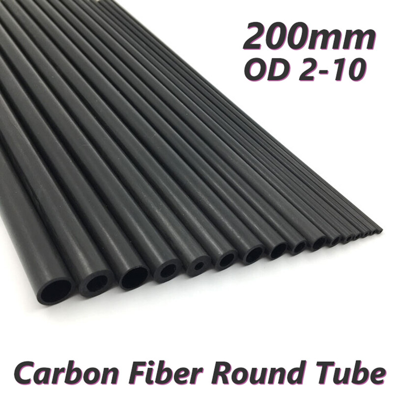 Black Carbon Fiber Round Tube Pipe Rod 200mm OD 2-10mm Aircraft RC ...
