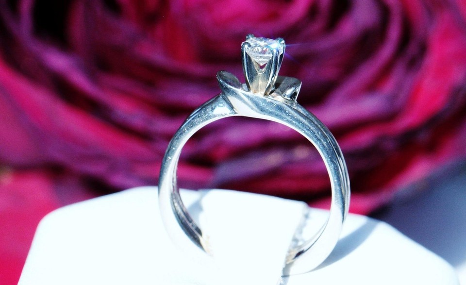 14k white gold ring 0.22ct diamond wedding set size 4 handmade 3.4gr ...