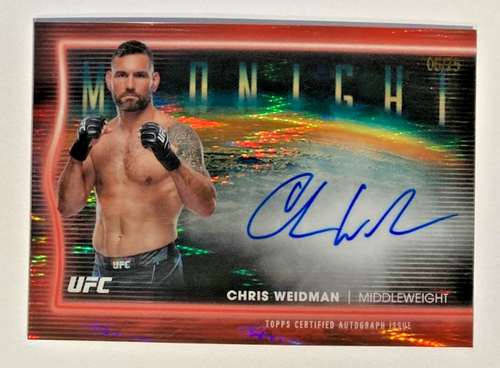 2025 TOPPS UFC MIDNIGHT CHRIS WEIDMAN ON-CARD AUTO DUSK REFRACTOR SP ...