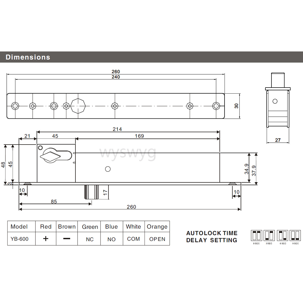 YLI YB600B Electric Bolt lock with key Open Fail Secure Electric ...