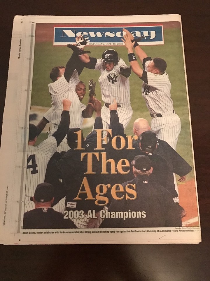 New York Newsday Oct 18,2003 36 Page World Series Preview Yankees Vs ...