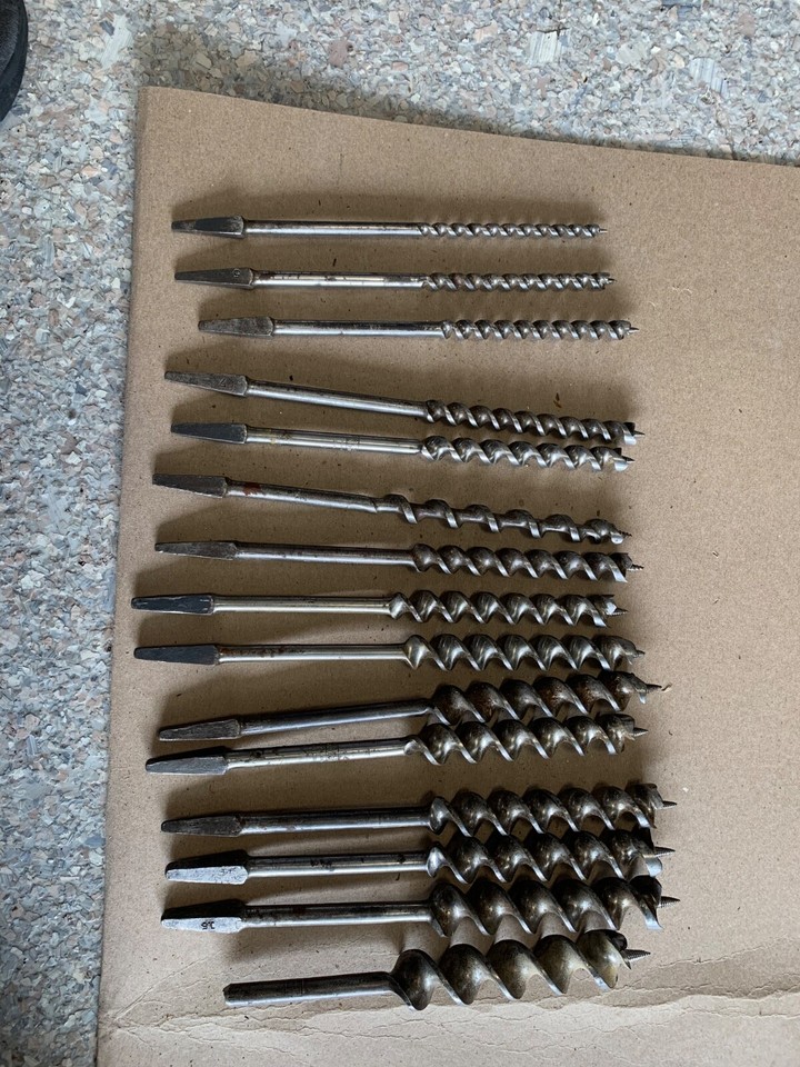 Antique/vintage barn beam wood drill bit Set post boring wood augers ...