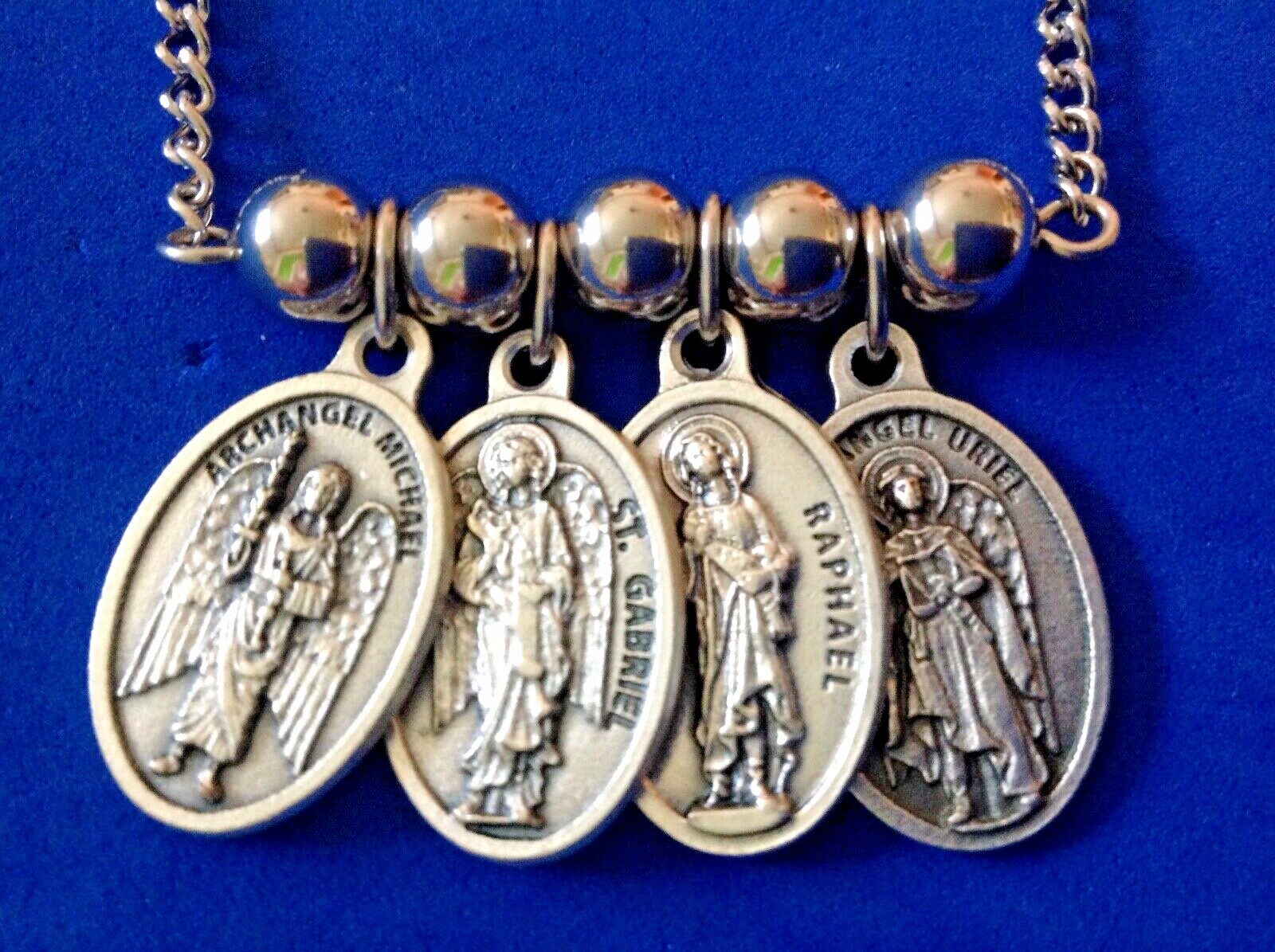 4 Archangel NECKLACE St Medals Michael Gabriel Raphael Saint Uriel | eBay