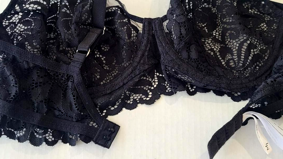 NWT MARIE JO ELIS PLUNGE LONGLINE BLACK LACE BRA, U.S. 34G OR UK 34F | eBay
