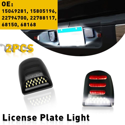 2X LED License Plate Red Light DRL Tube For Chevy Silverado GMC Sierra ...