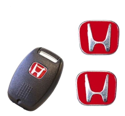 2 X 14mm Red compatible with Honda remote Key fob Badge 3D Emblem ...