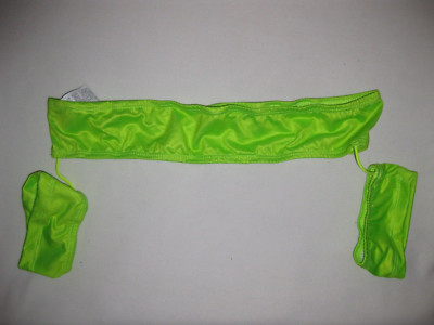 Shein reflective neon micro bandeau crop top w/mini sleeves S lime nip ...