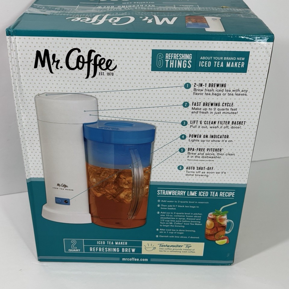 NEW Mr. Coffee Iced Tea Maker with Pitcher 2 Quarts Model TM1 Blue | eBay