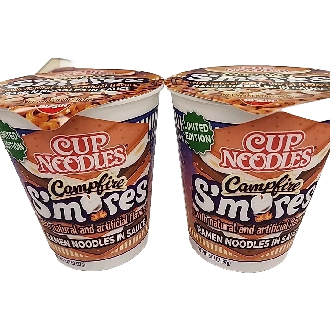 2x CAMPFIRE S'MORES Flavor Nissin Ramen Cup Noodles 3.07oz Dry, LIMITED ...