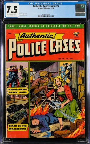 AUTHENTIC POLICE CASES #24 CGC VF- 7.5 ST JOHN '52 HIGH GRADE MATT ...