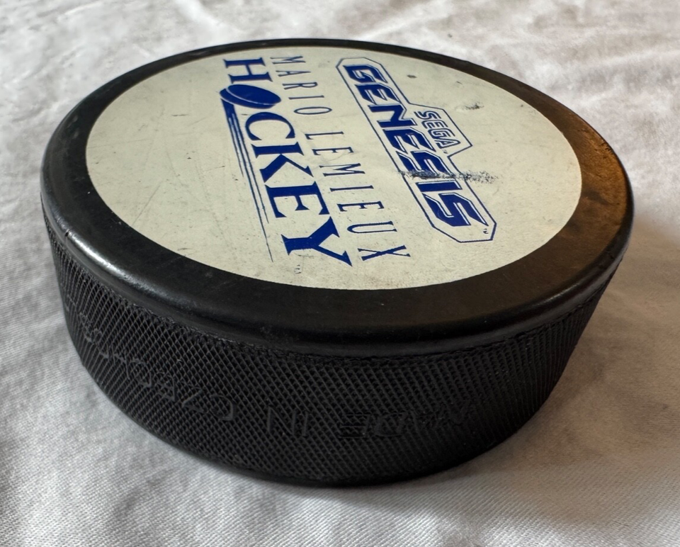 Vintage Hockey Puck, Mario Lemieux #66 Pittsburgh Penguins, Sega ...