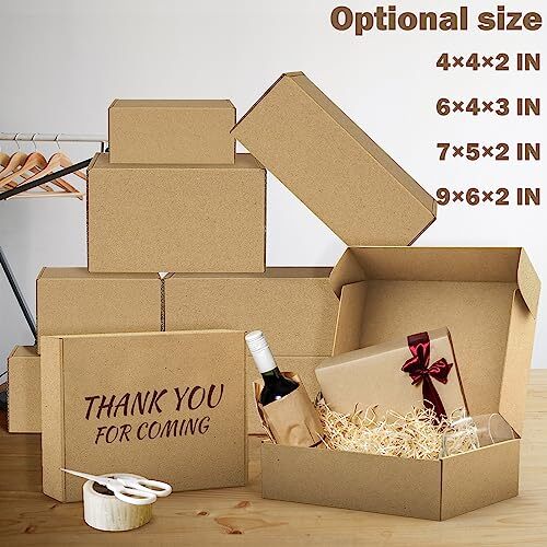 12Pack 4x4x2 Small Shipping Boxes - Brown Corrugated Cardboard Mailer ...