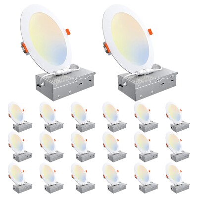 30 Pack 6 Inch 5CCT LED Recessed Ceiling Down Light w/Junction Box 12W ...