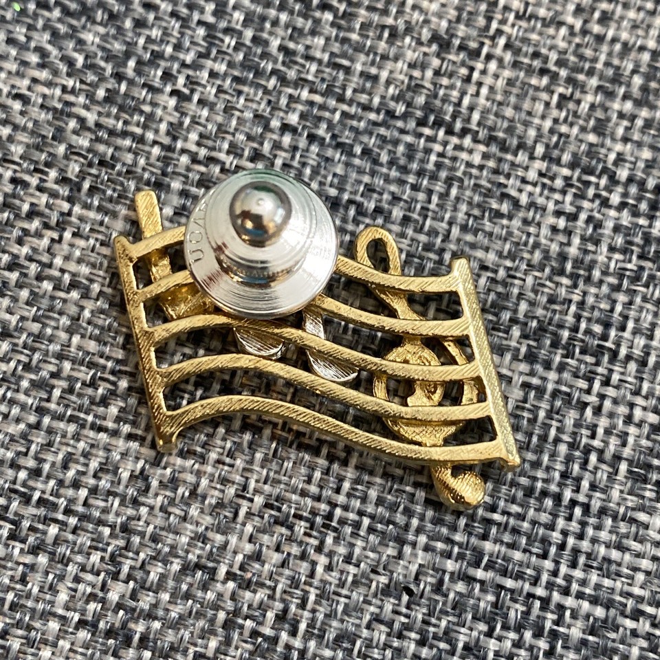 VTG Mixed Metal Musical Notes Pin Brooch Treble Clef Slanted Beamed ...