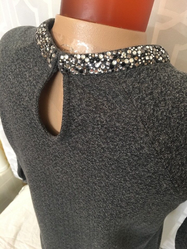 Majesticfilatures Top Gray Cotton Blend Jeweled Collar NWT $298 Size 1 ...