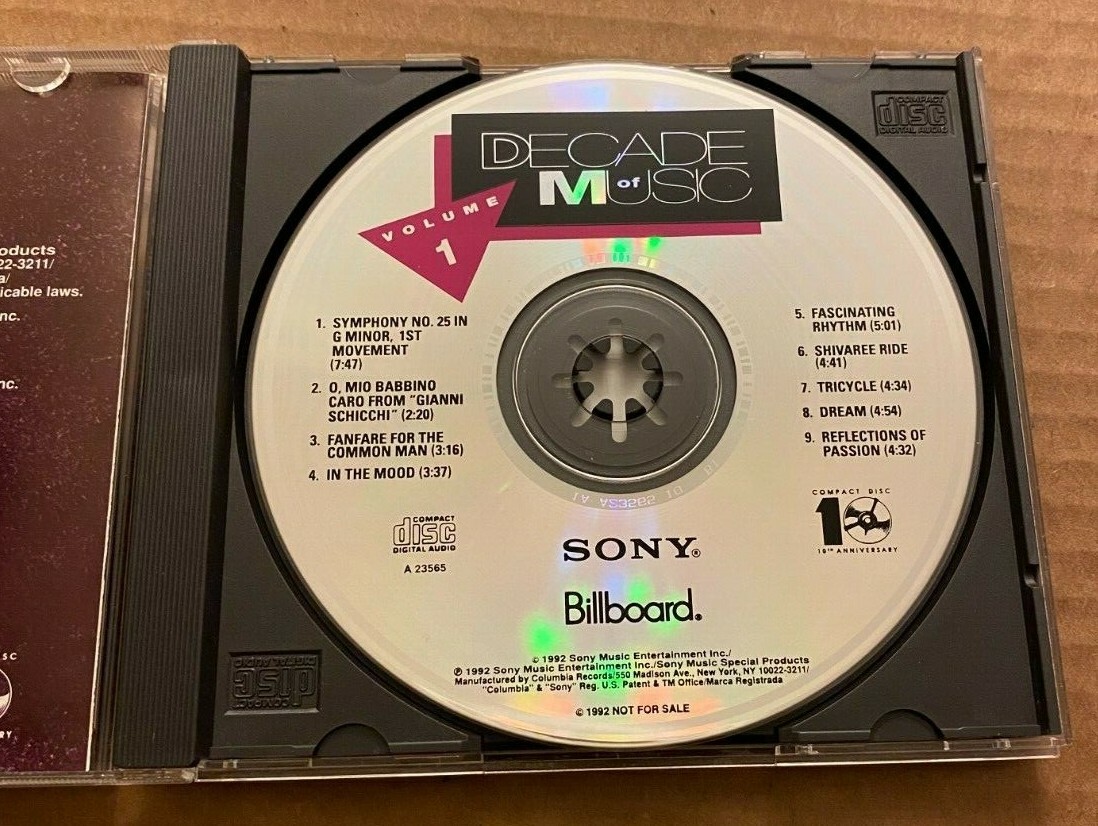 Decade Of Music - Volume 1 - Billboard Sony CD 9 Tracks | eBay