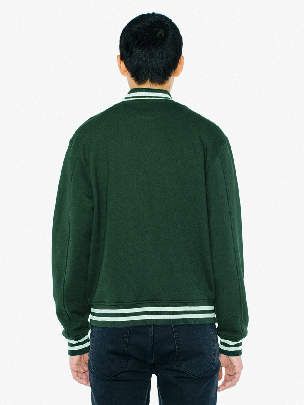 New American Apparel Heavy Terry Club Bomber Baseball Jacket XS Green ...