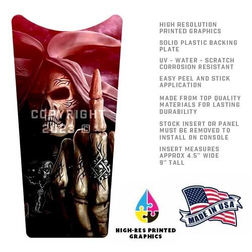 REAPER SKULL FINGER FU Tank Dash Panel Insert Fits Electra & Road Glide ...