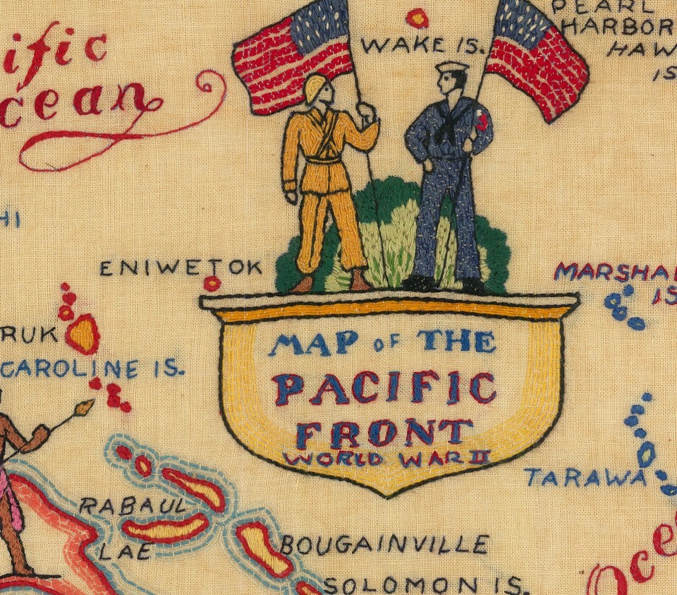 WWII Theater Map of the Pacific Front Sailor Art Style Wall Art Print ...