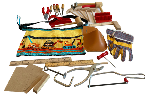 Kids Tool Kit Wooden & Metal Building Set 29 items & Tool Box New Toy ...