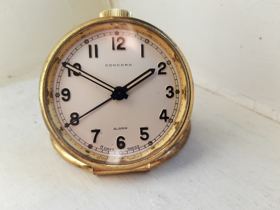 Vintage Concord 8 days travel alarm clock working | eBay