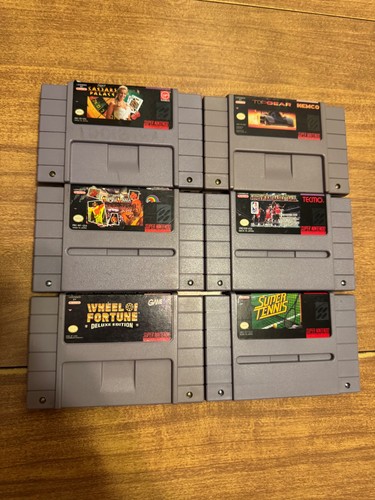 Super NES Nintendo SNES 6x common video game lot Tennis, gameshow ...