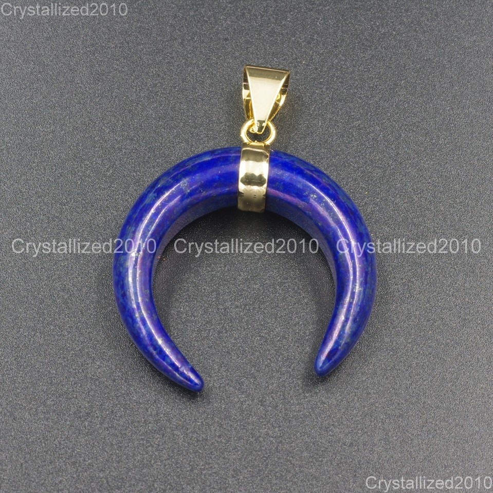 Natural Gemstones Ox Longhorn Bull Horn Reiki Chakra Healing Pendant ...