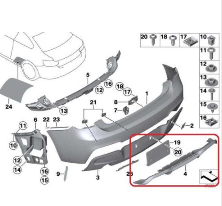 NEW BMW 2 F22 REAR BUMPER DIFFUSER 51128079561 16-20 ORIGINAL NO DUTY ...