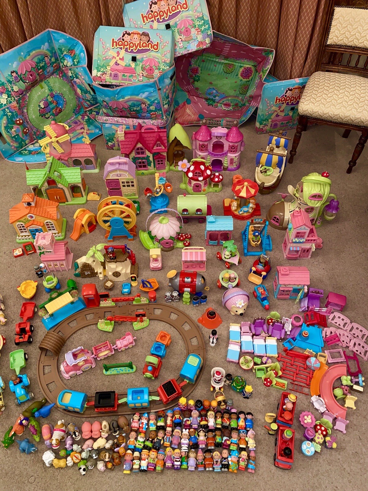HUGE ELC HAPPYLAND Toy Collection Including fold out storage box ...