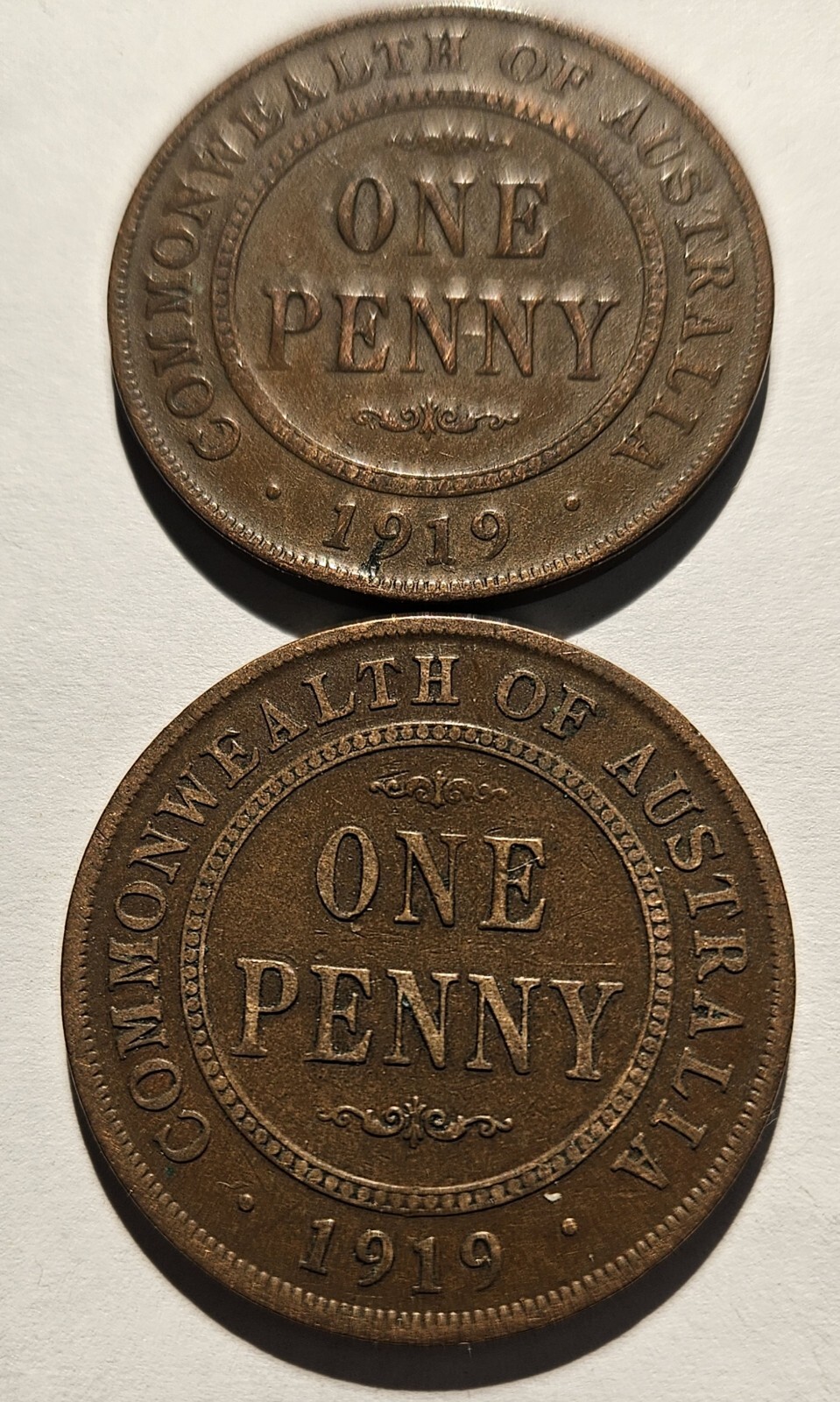 1919 Australian Penny Dot Below Scroll & No Dot Pre-Decimal Coins | eBay